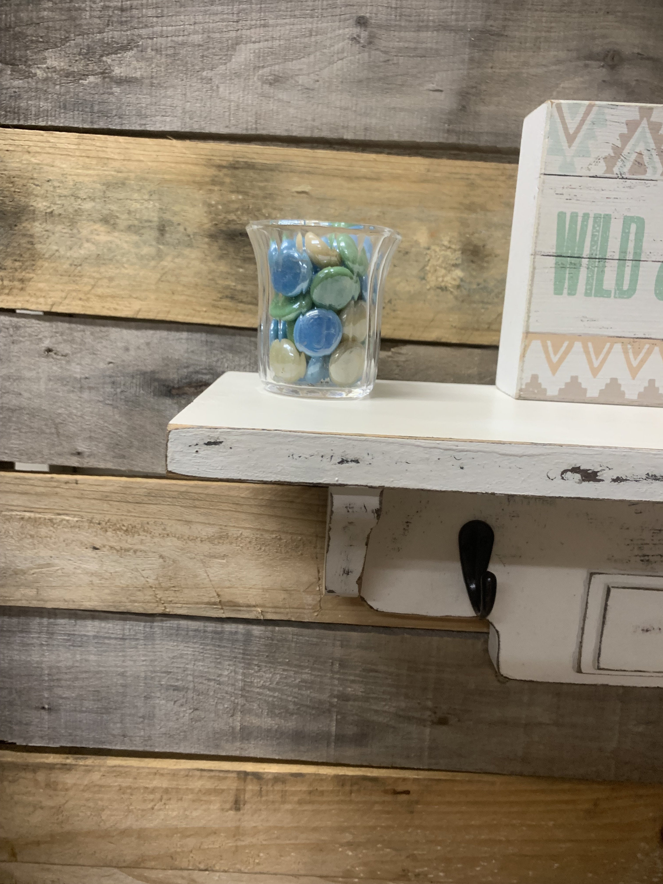 Rustic off White Wall Shelf With Hooks - Etsy