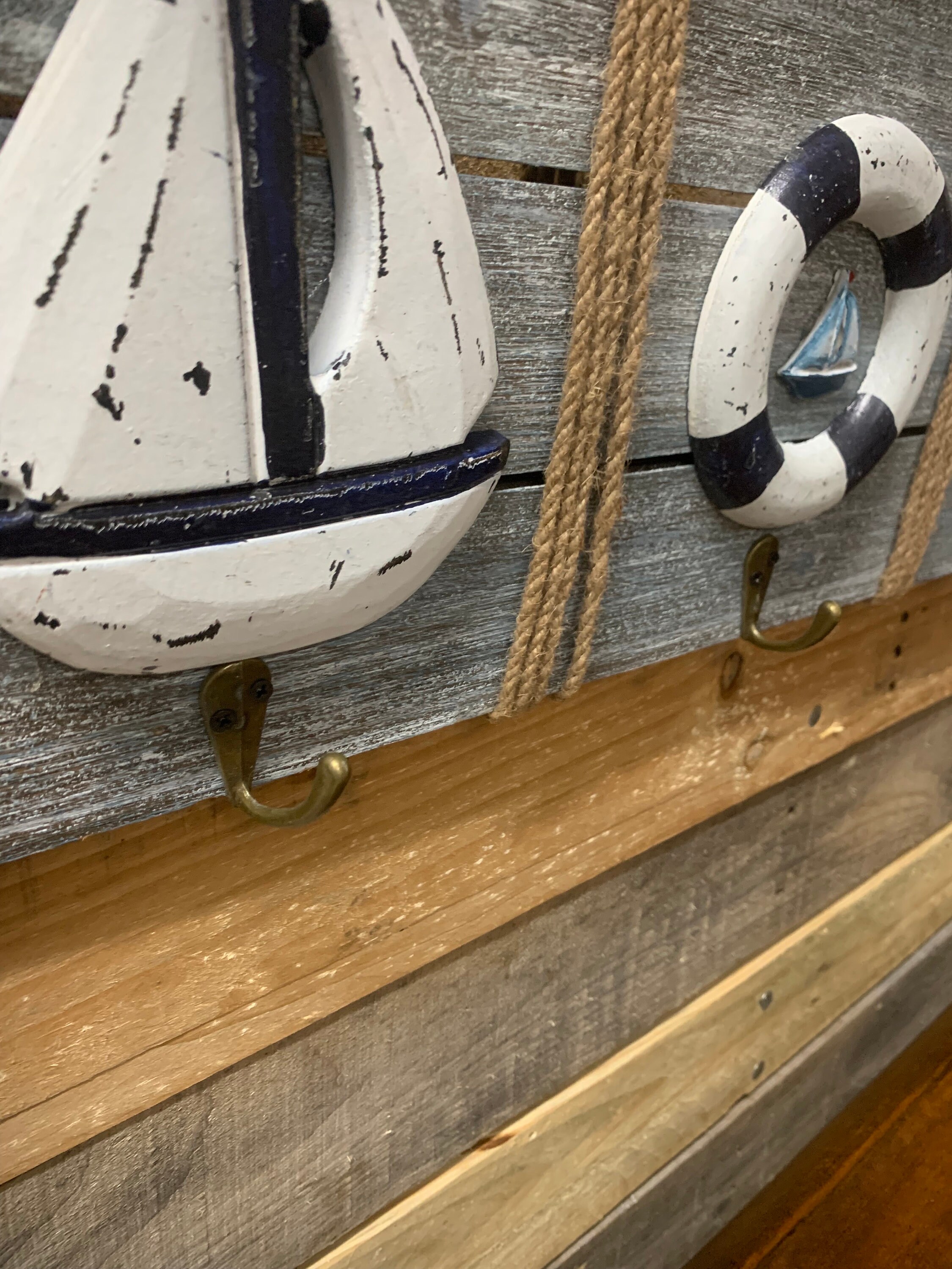 Rustic Nautical Beach Wall Decor With Hooks - Etsy