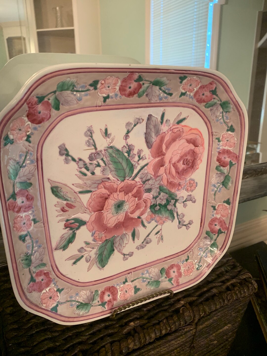 Decorative Square-shaped Ceramic Plate With Roses - Etsy