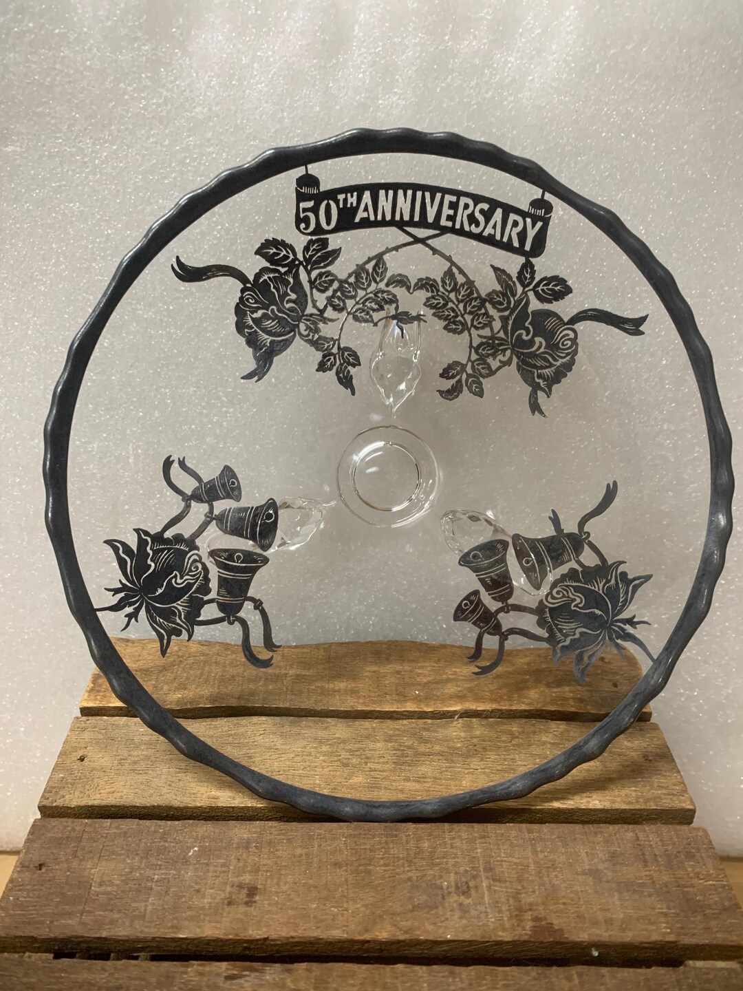 Vintage 50th Anniversary Footed Glass Plate - Etsy