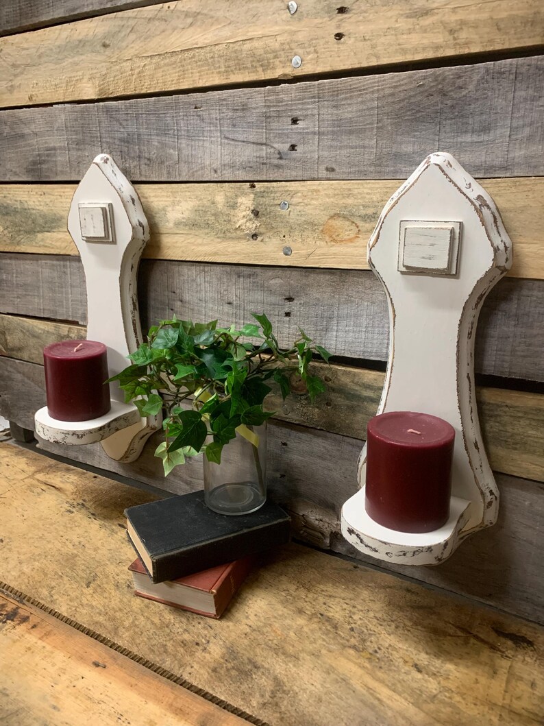Set of 2 Rustic Wooden Wall Sconces - Etsy