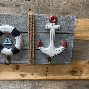Rustic Nautical Beach Wall Decor With Hooks - Etsy