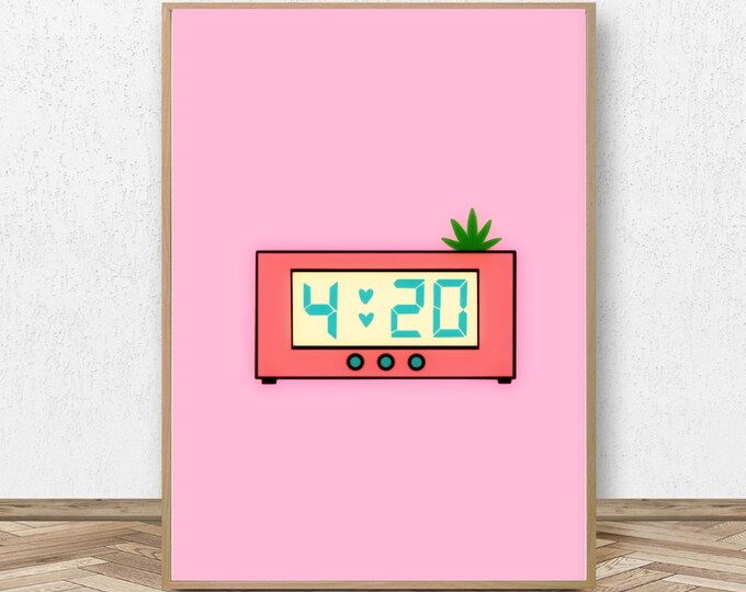 Cute 420 Clock Print Matte Art Prints Multiple Sizes Holiday Gifts Pink ...