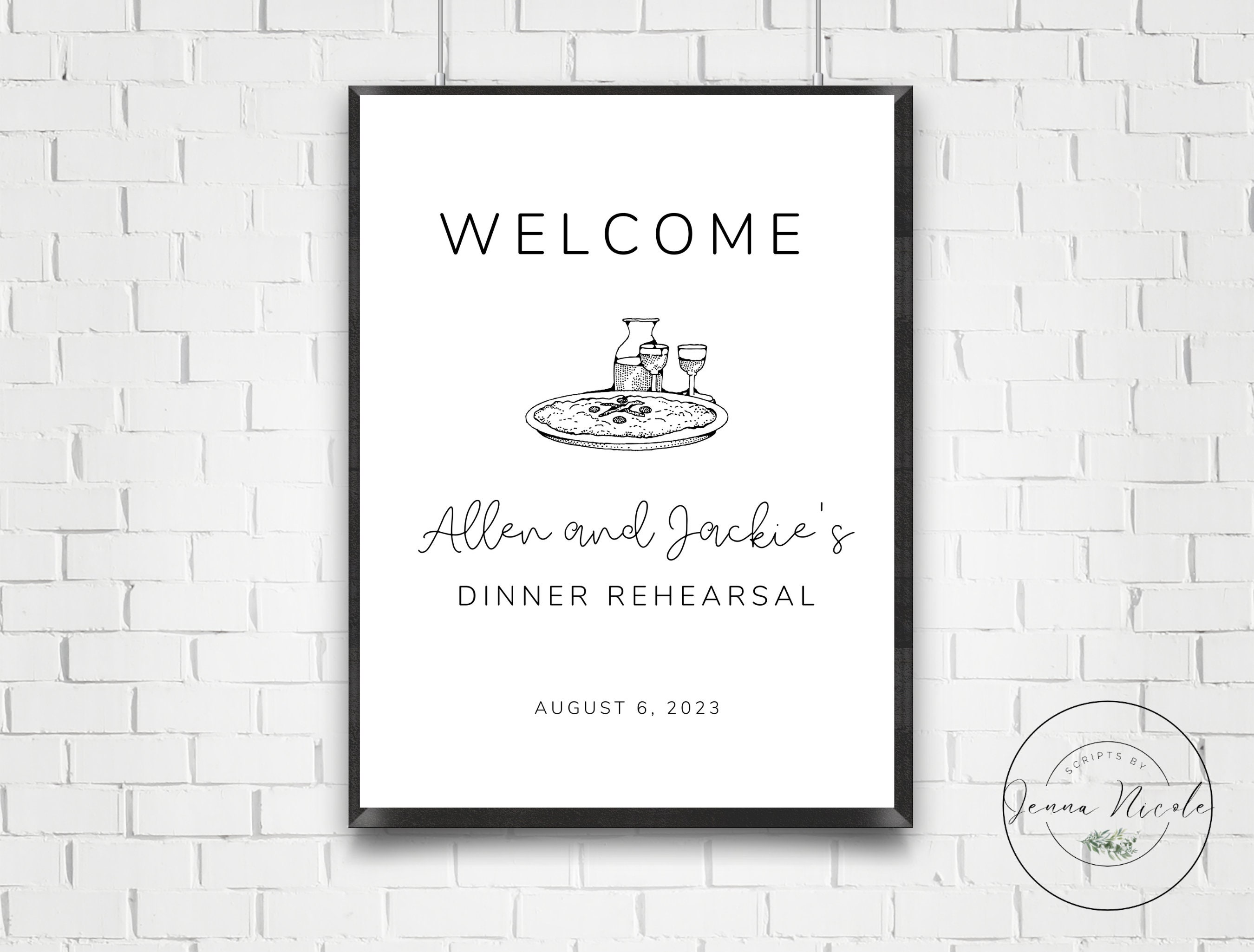 Pizza Dinner Rehearsal Sign, Editable Template, Love & Pizza Welcome ...