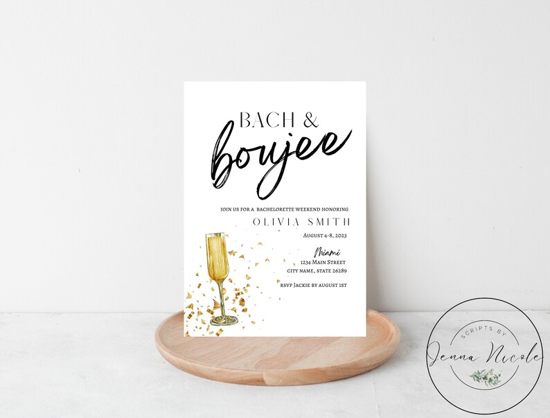 Bach & Boujee Bachelorette Party Invitation Template (editable ...