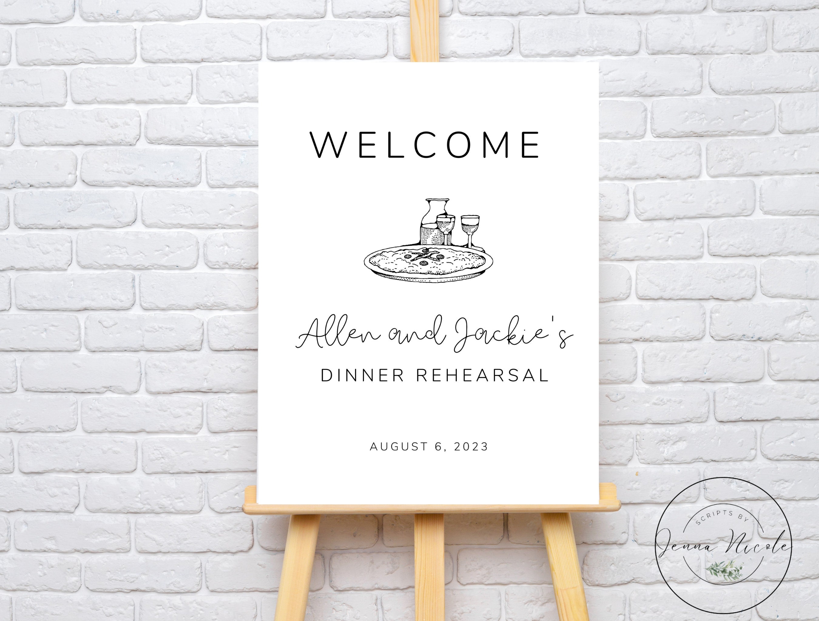 Pizza Dinner Rehearsal Sign, Editable Template, Love & Pizza Welcome ...