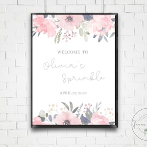 Baby Sprinkle Sign, Editable Template, Floral Baby Sprinkle, Gender ...