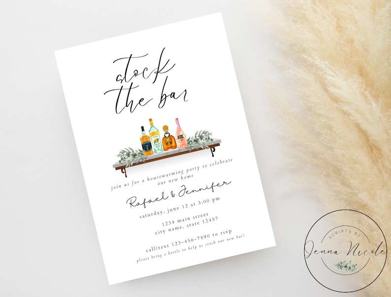 Housewarming Party Invitation, Editable Template, Stock the Bar Party ...