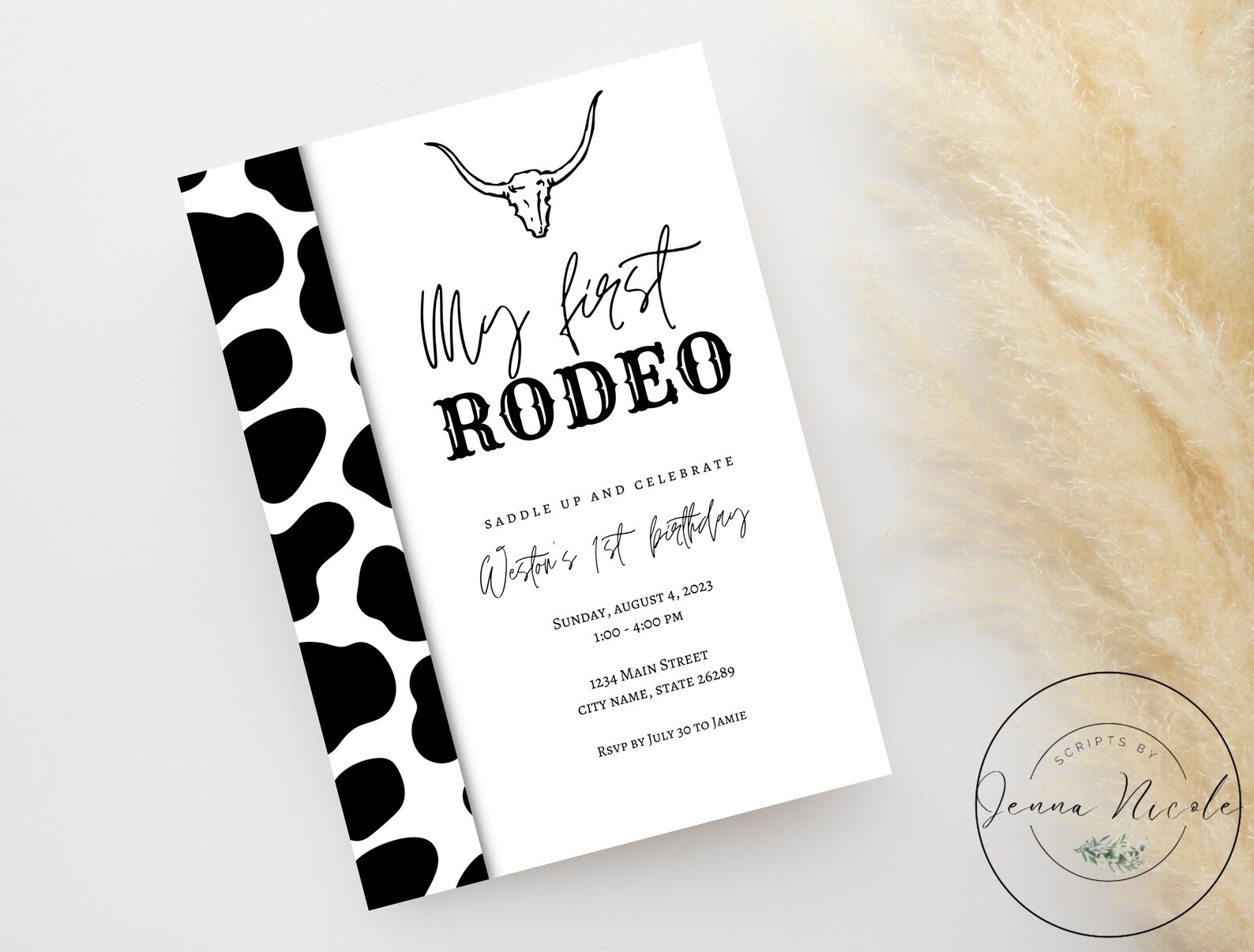 My First Rodeo Birthday Invitation, Editable Template, Wild West Party ...