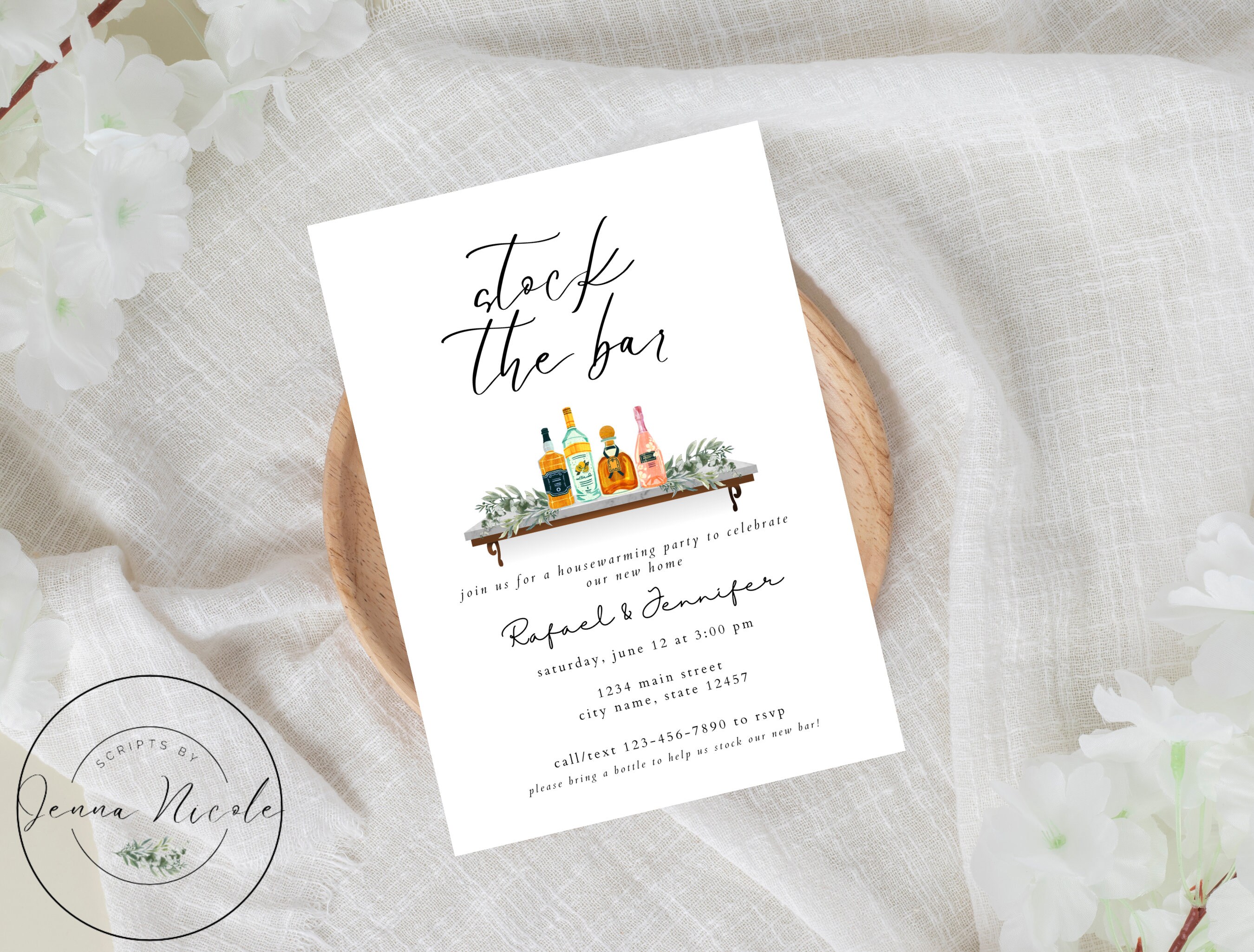 Housewarming Party Invitation, Editable Template, Stock the Bar Party ...