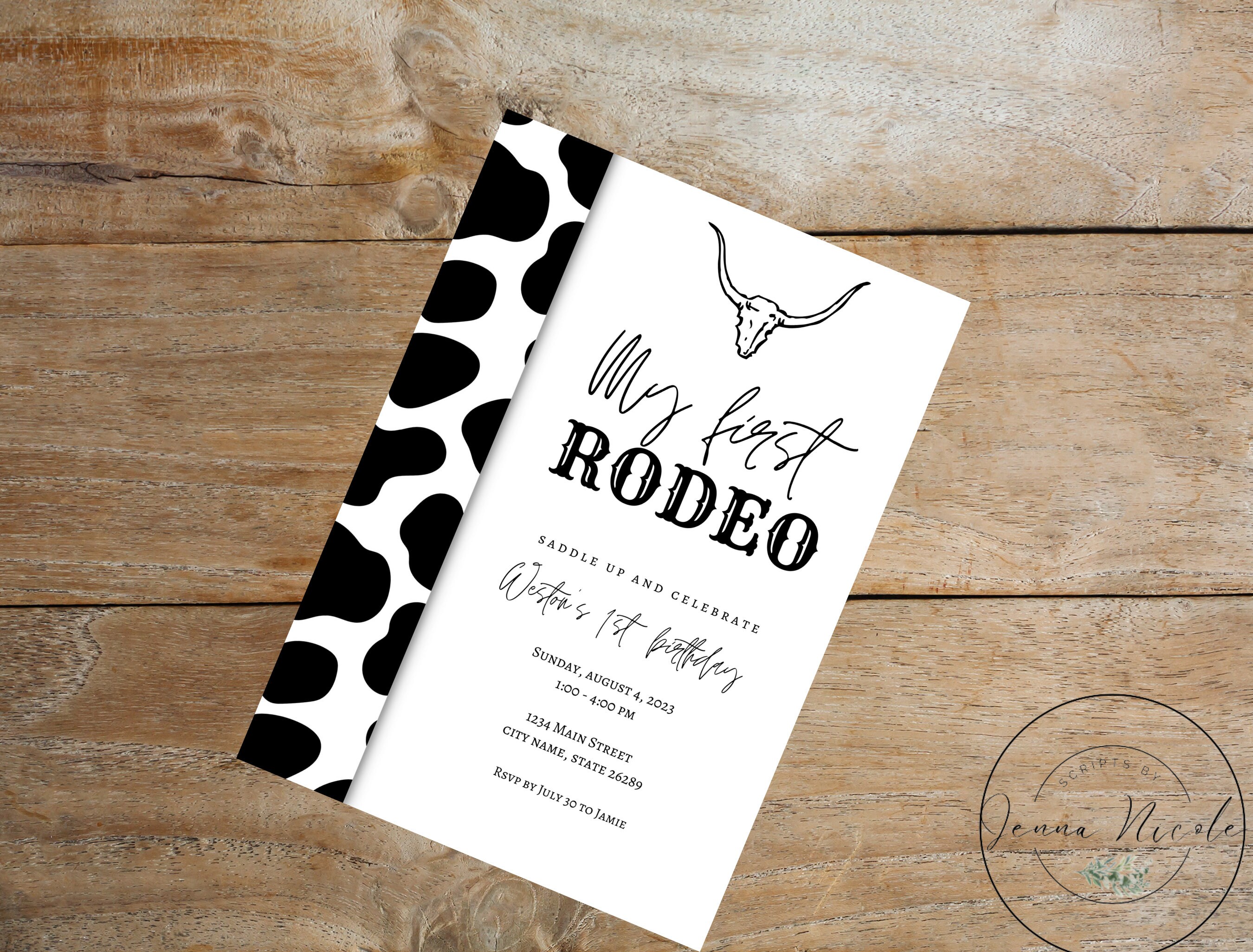 My First Rodeo Birthday Invitation: Wild West Party (editable Template ...