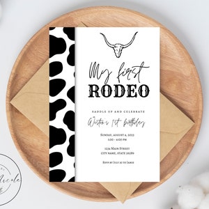 My First Rodeo Birthday Invitation, Editable Template, Wild West Party ...
