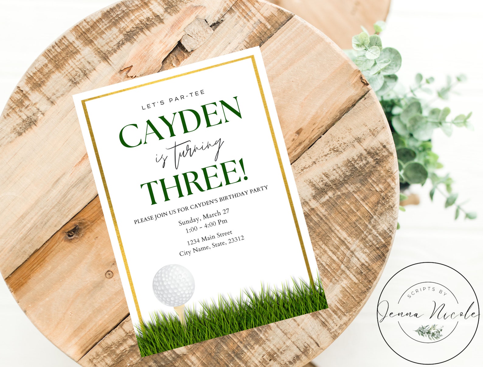 Golf Birthday Invitation, Editable Template, 3rd Birthday Invite, Kids ...