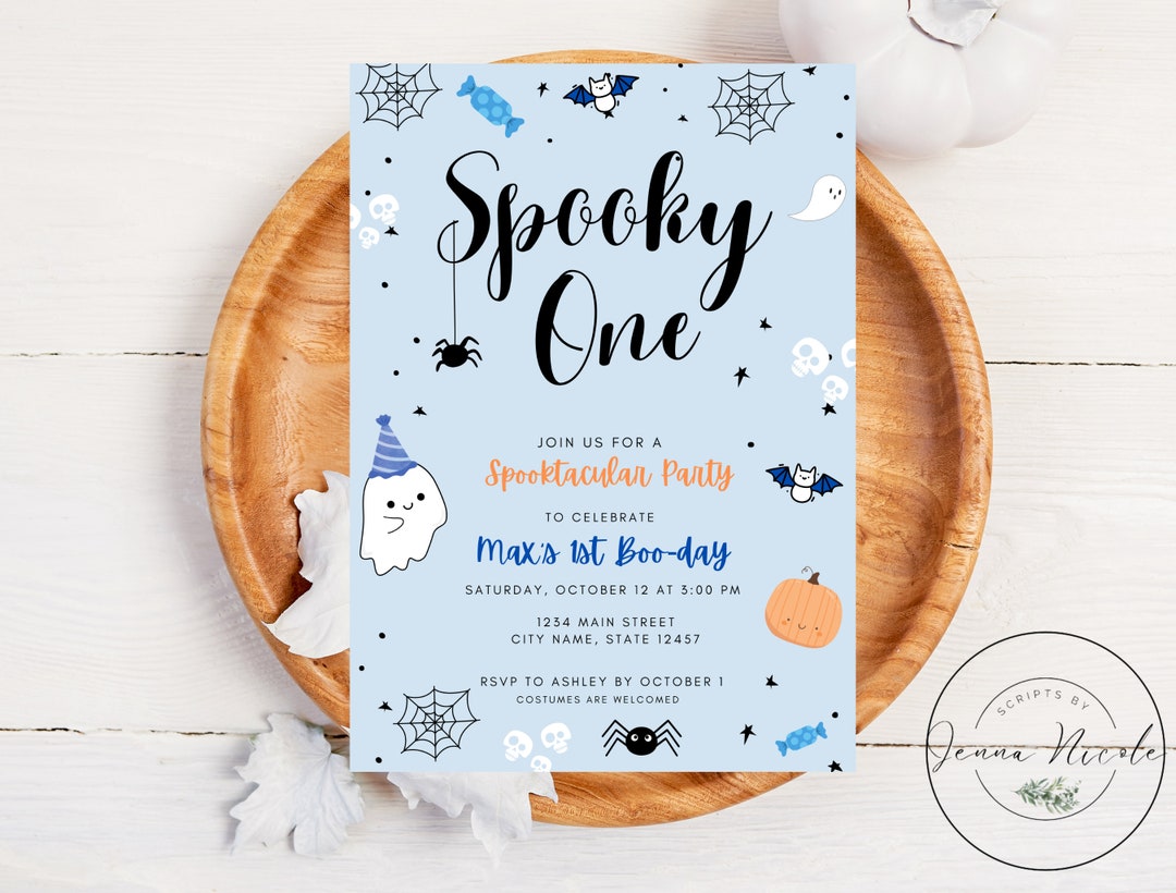 Spooky One Birthday Invitation: Halloween 1st Birthday, Editable ...