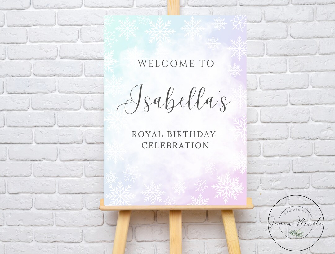 Winter Wonderland Birthday Sign: Editable Princess Poster (instant ...