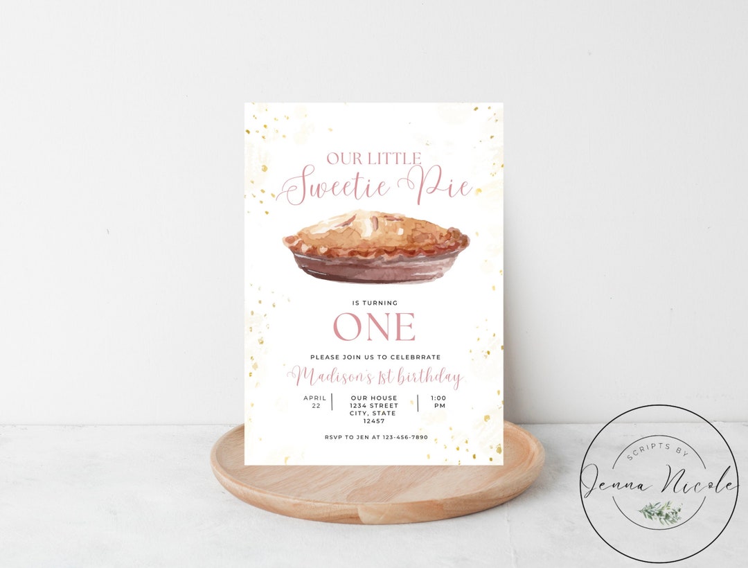 Sweetie Pie Birthday Invitation, Editable Template, Girl 1st Birthday ...