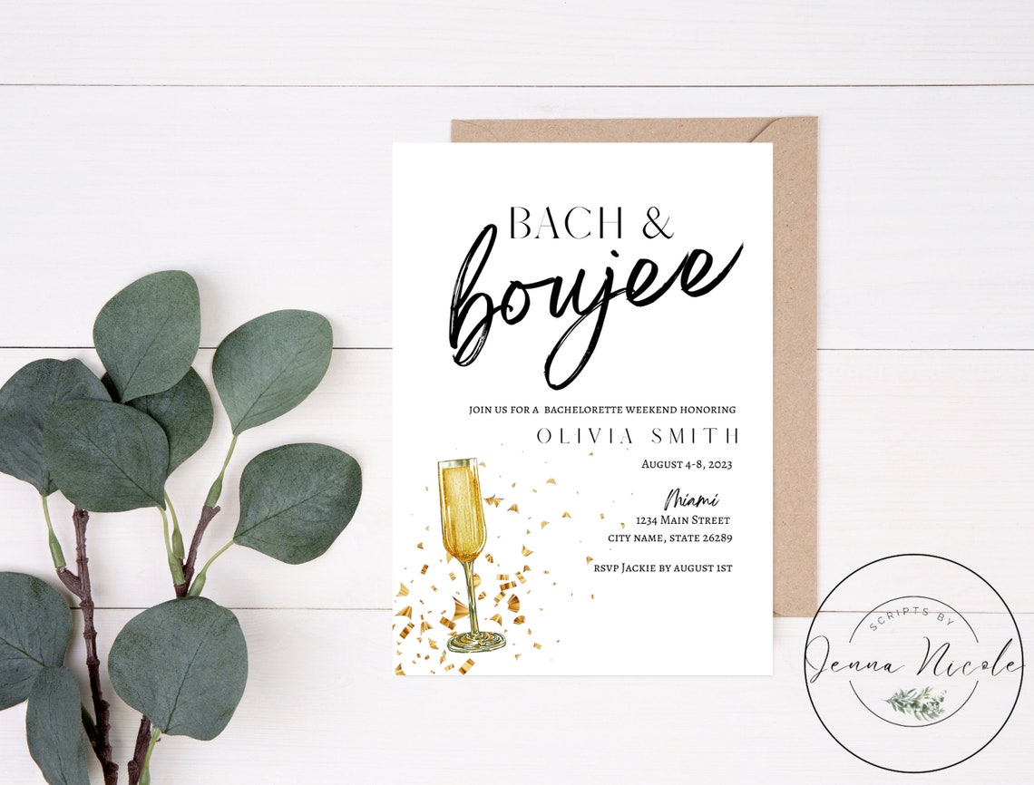 Bach & Boujee Bachelorette Party Invitation Template (editable ...