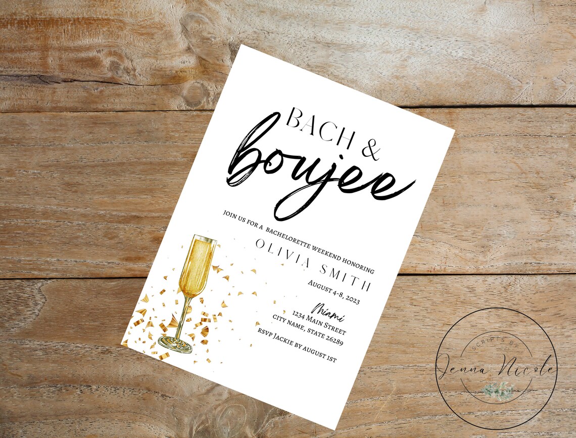 Bach & Boujee Bachelorette Party Invitation Template (editable ...