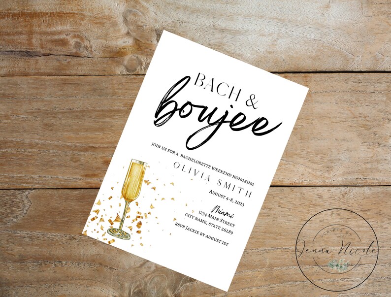Bach And Boujee Bachelorette Party Invitation Template Editable Bach