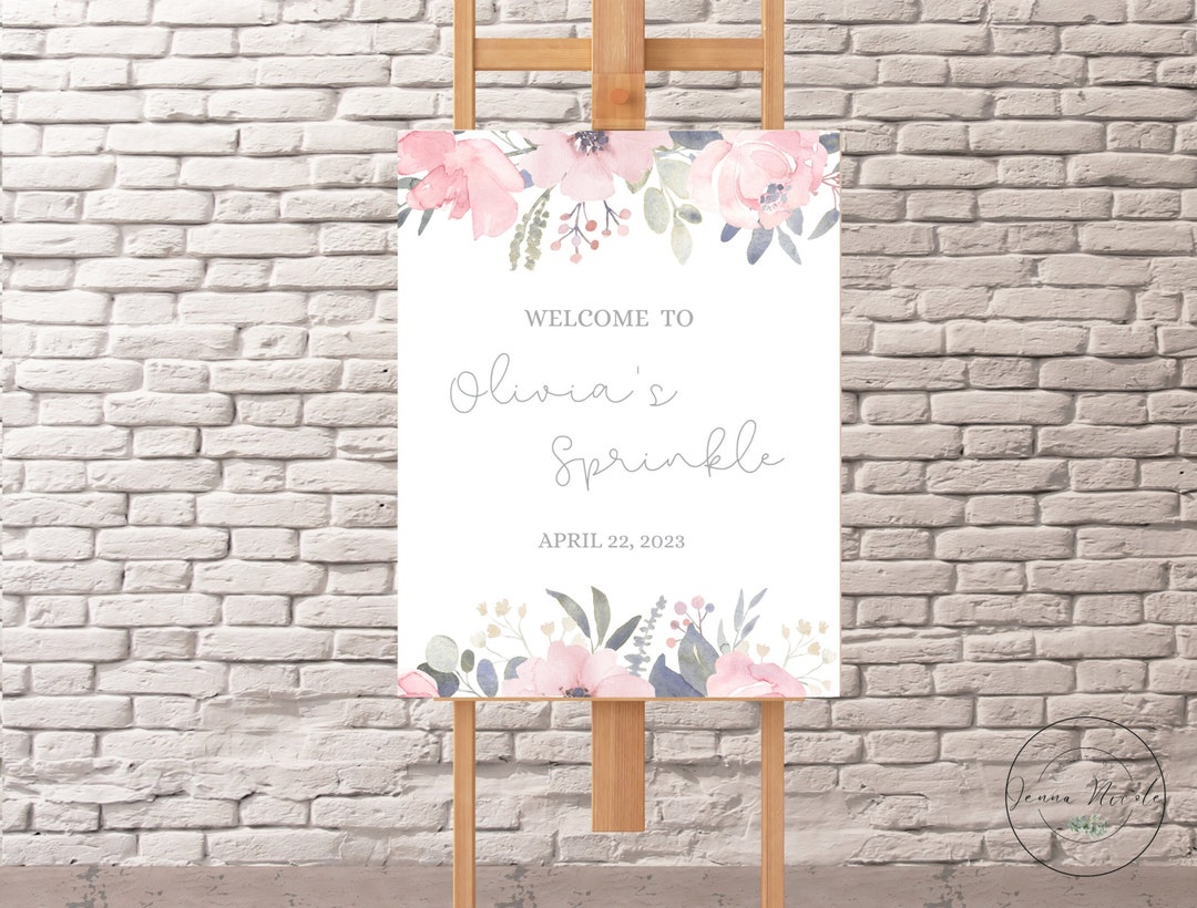 Baby Sprinkle Sign, Editable Template, Floral Baby Sprinkle, Gender ...