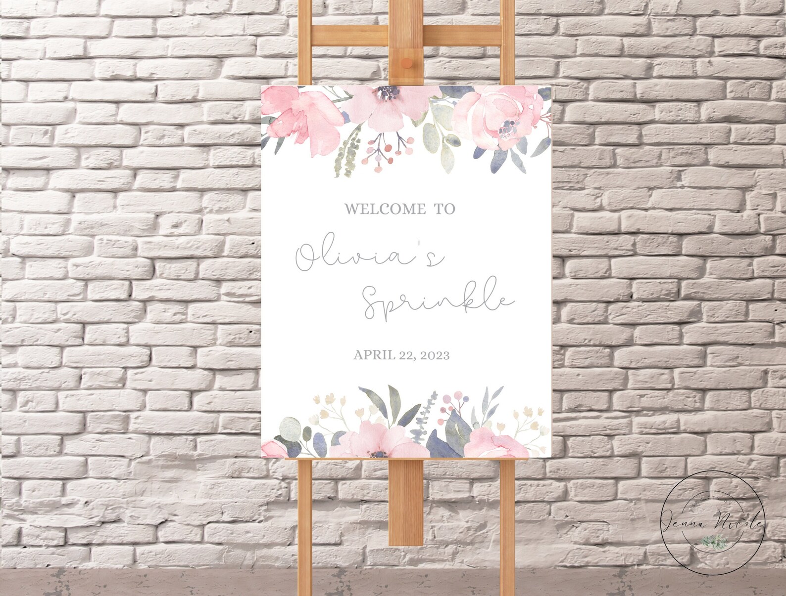 Baby Sprinkle Sign, Editable Template, Floral Baby Sprinkle, Gender ...