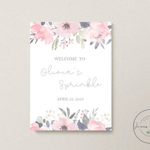Baby Sprinkle Sign, Editable Template, Floral Baby Sprinkle, Gender ...