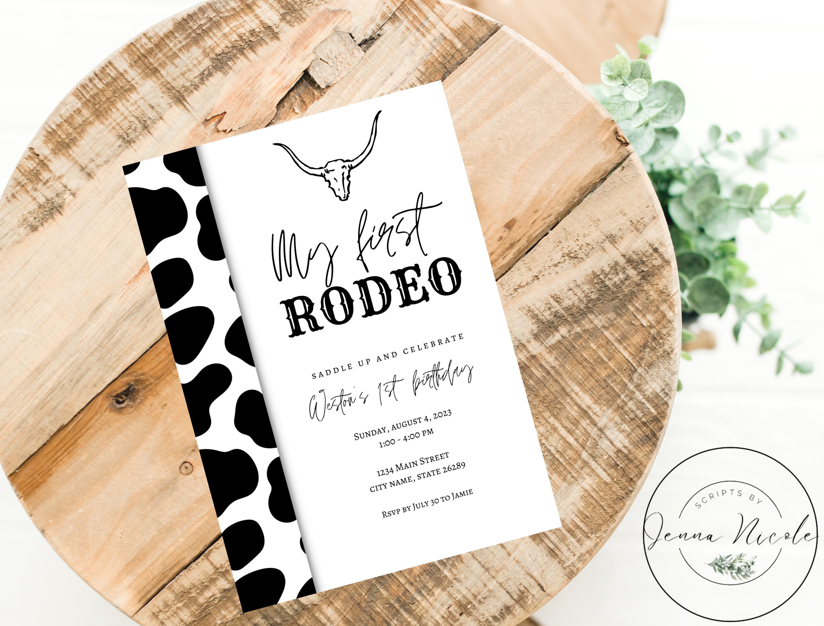 My First Rodeo Birthday Invitation, Editable Template, Wild West Party ...