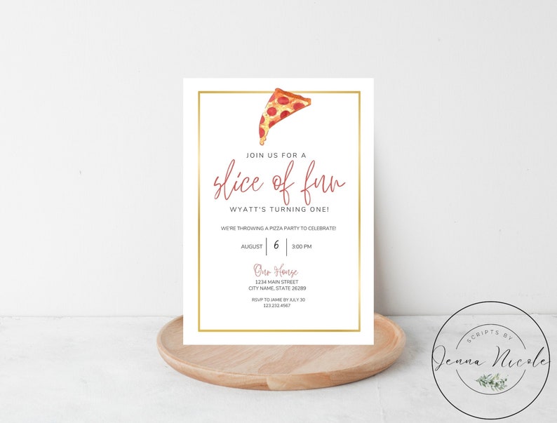 Pizza Party Birthday Invitation: Slice of Fun, Editable Template ...