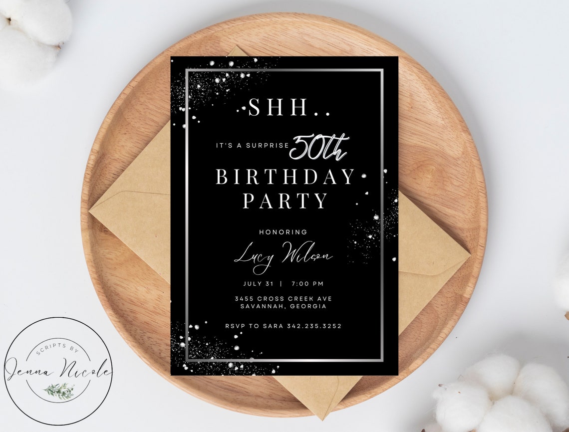 Surprise Birthday Party Invitation, Editable Template, Surprise 50th ...