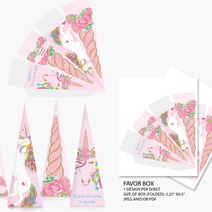 Unicorn Favor Box! Cute Triangle Favor Boxes! Instant Download, DIY ...