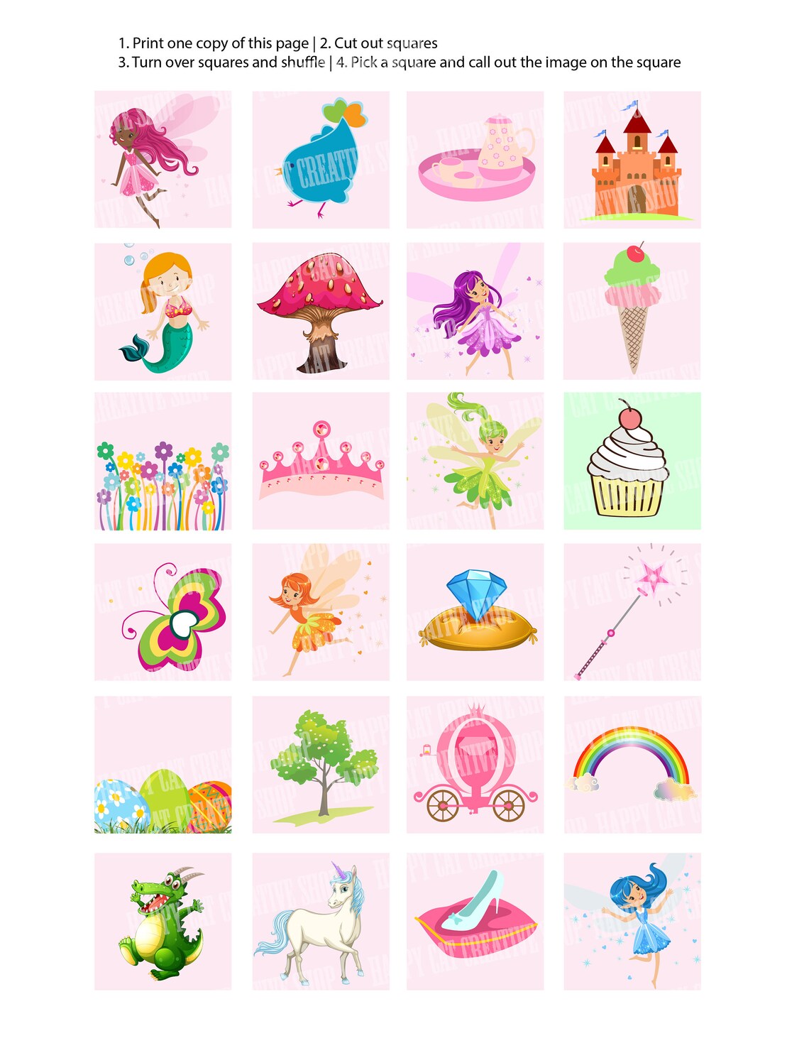 Fairy Birthday Party Bingo Game, Print, Instant Download, DIY, Lots of ...