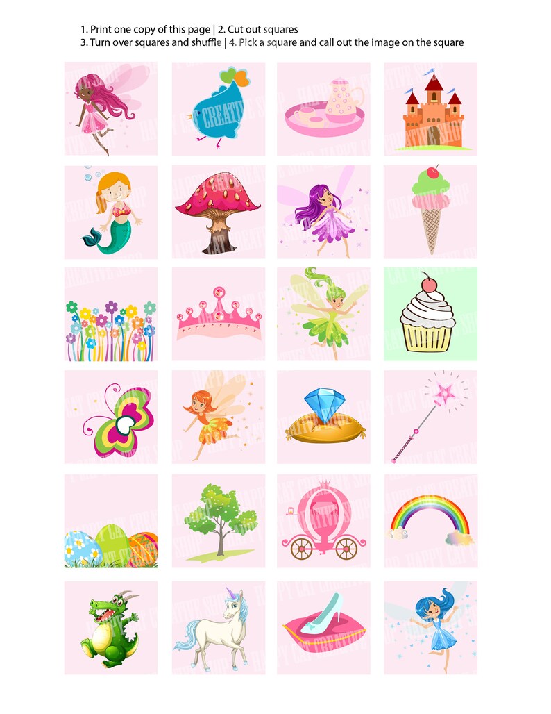 Fairy Birthday Party Bingo Game, Print, Instant Download, DIY, Lots of ...