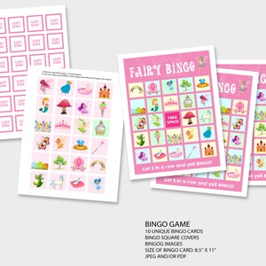 Fairy Birthday Party Bingo Game, Print, Instant Download, DIY, Lots of ...