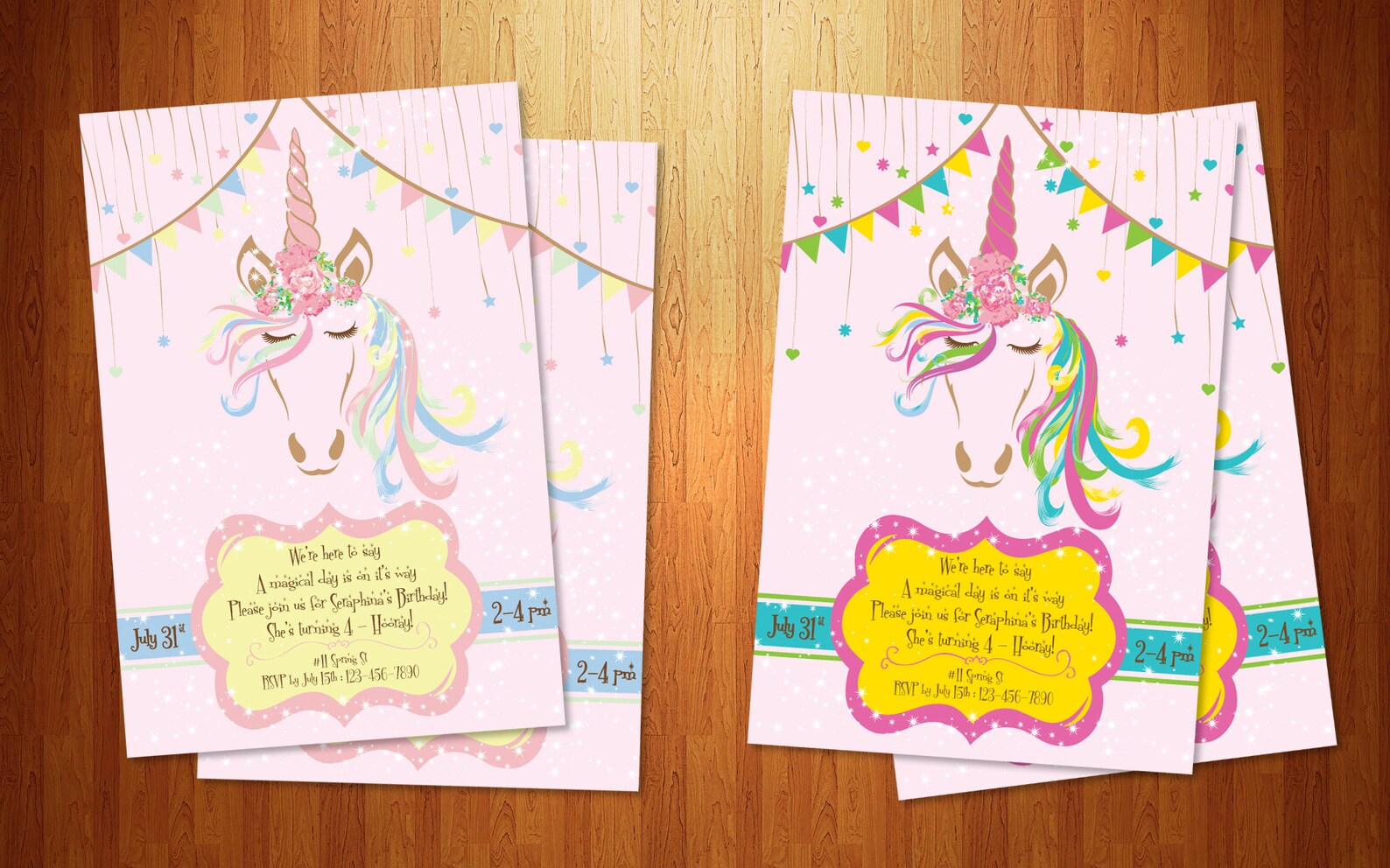 Customized Unicorn Invitations, DIY, Printable, High Res Jpeg or Pdf ...