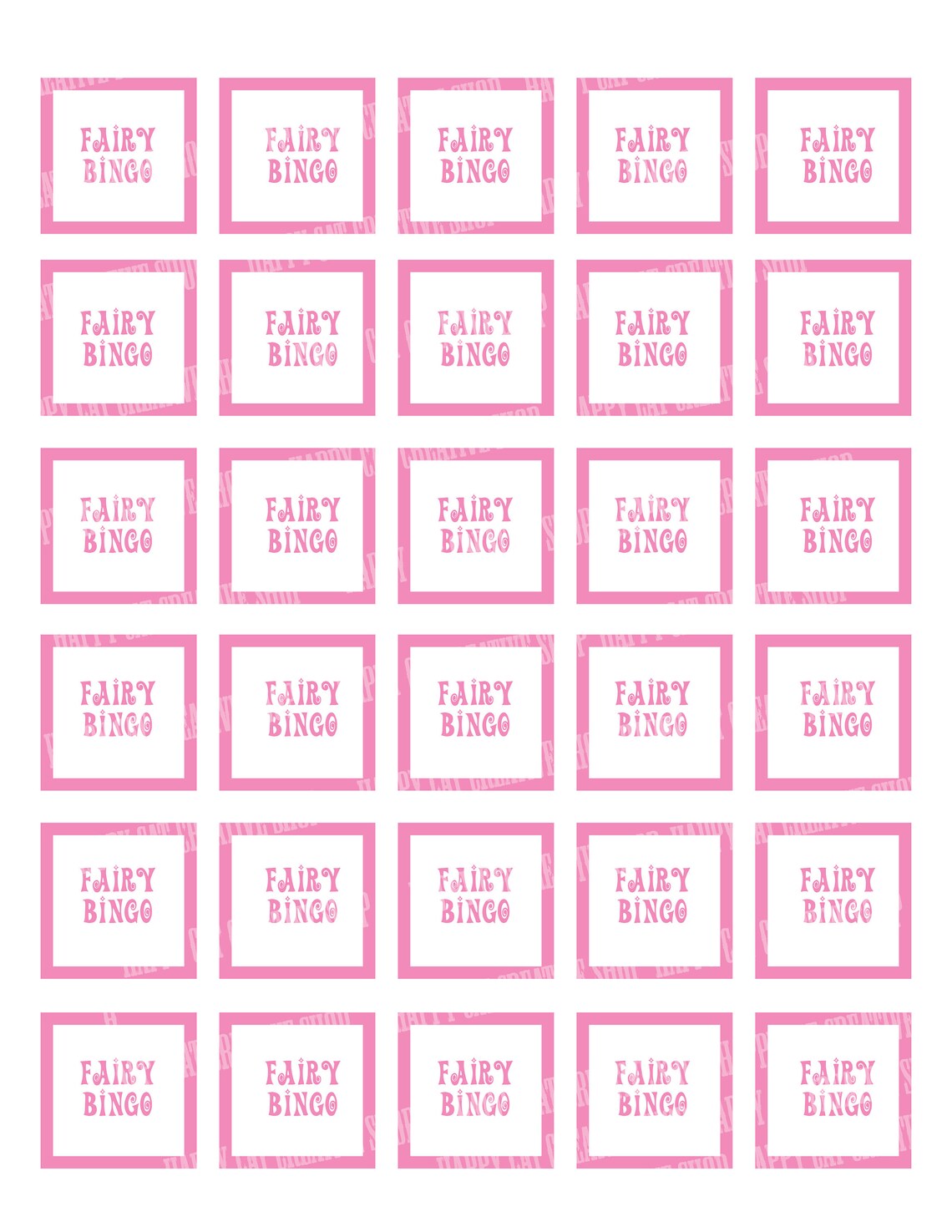Fairy Birthday Party Bingo Game, Print, Instant Download, DIY, Lots of ...