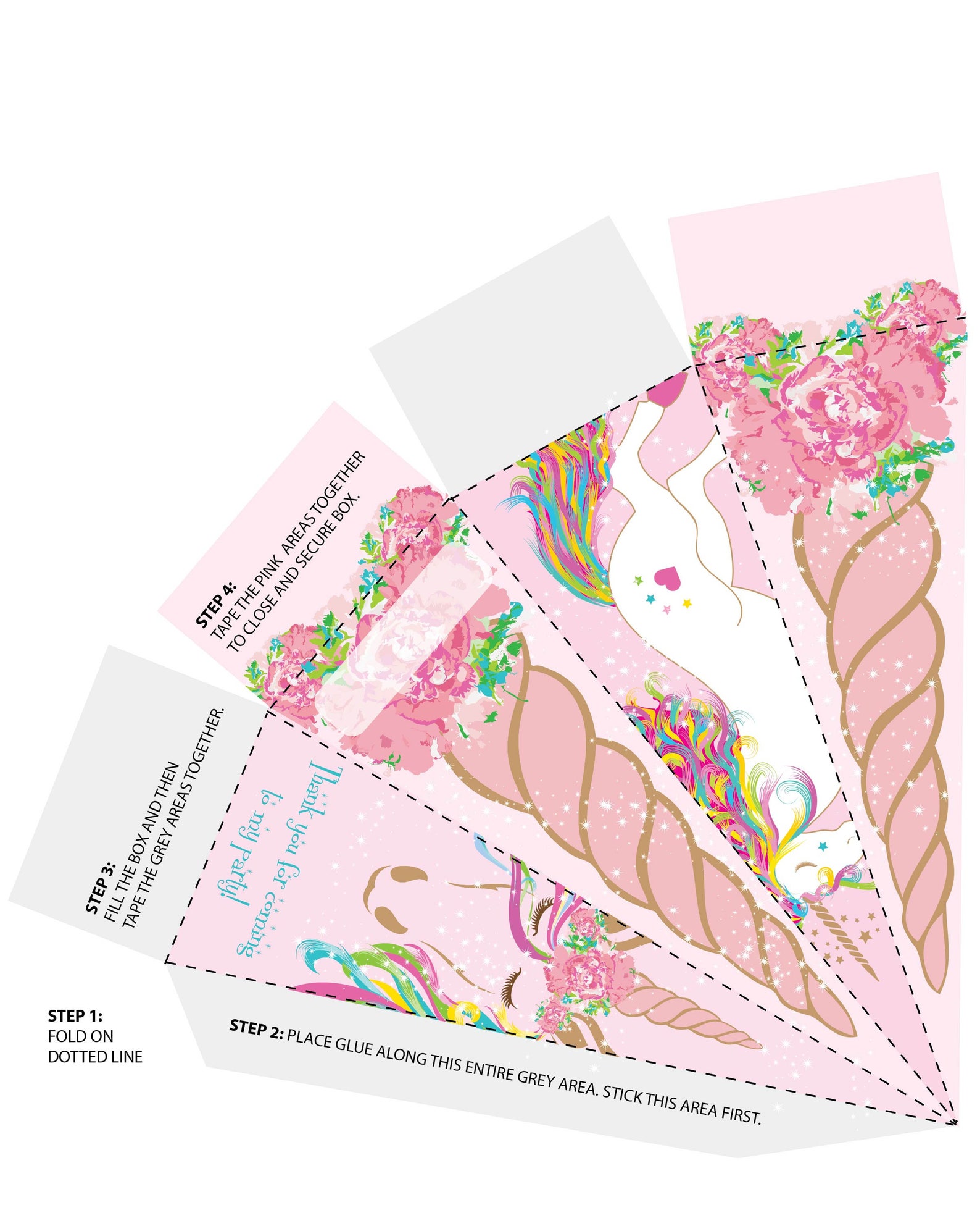 Unicorn Favor Box! Cute Triangle Favor Boxes! Instant Download, DIY ...