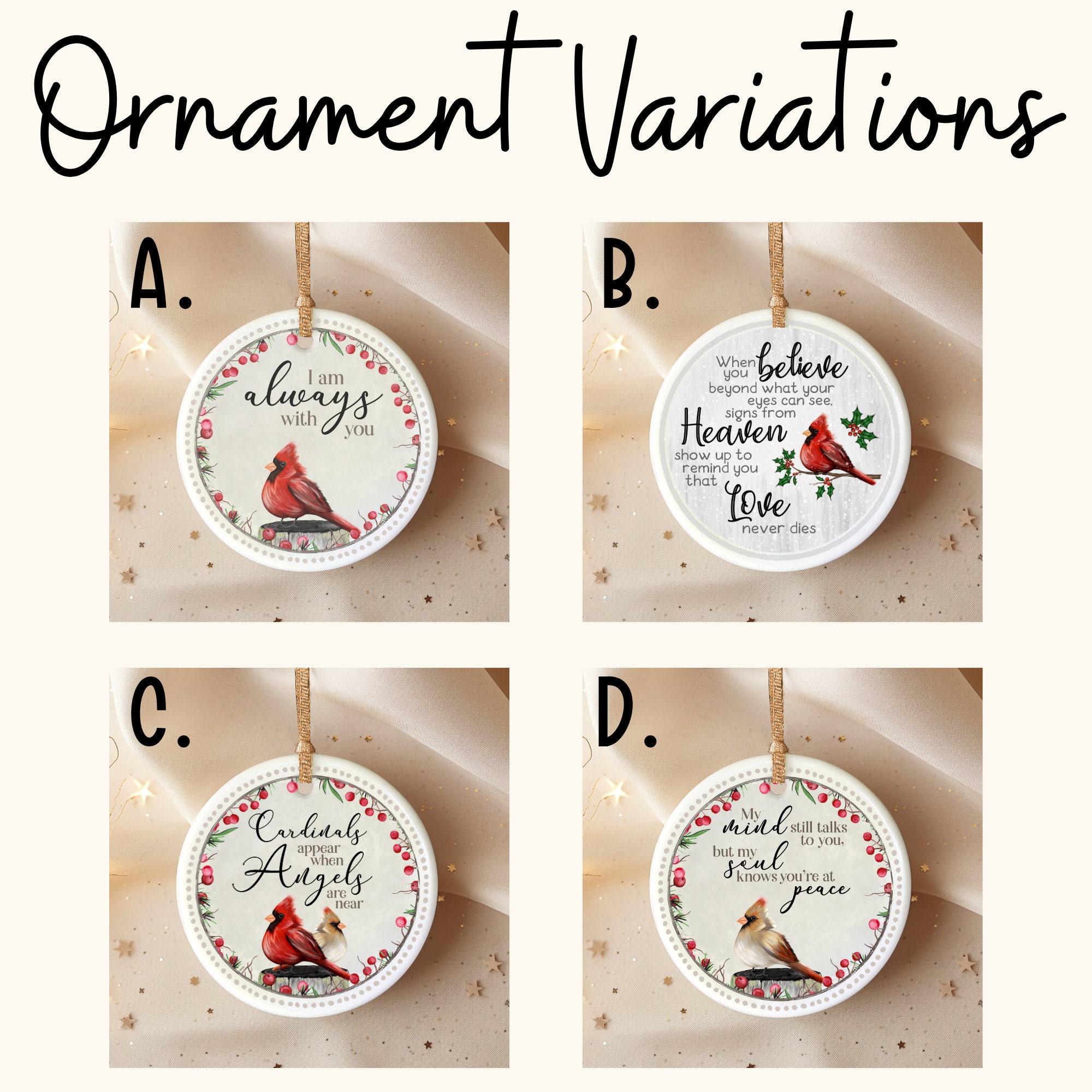 Personalized Ceramic Cardinal Ornament, Handmade Christmas Tree Decor ...