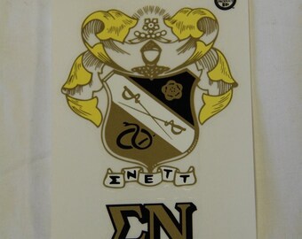 Sigma Nu Fraternity Traditional Crest and Letter Sticker Decal Laptop ...