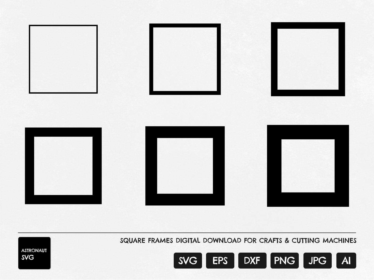 Simple Square Frames SVG, Different Thickness Frame SVG, Thick and Thin ...