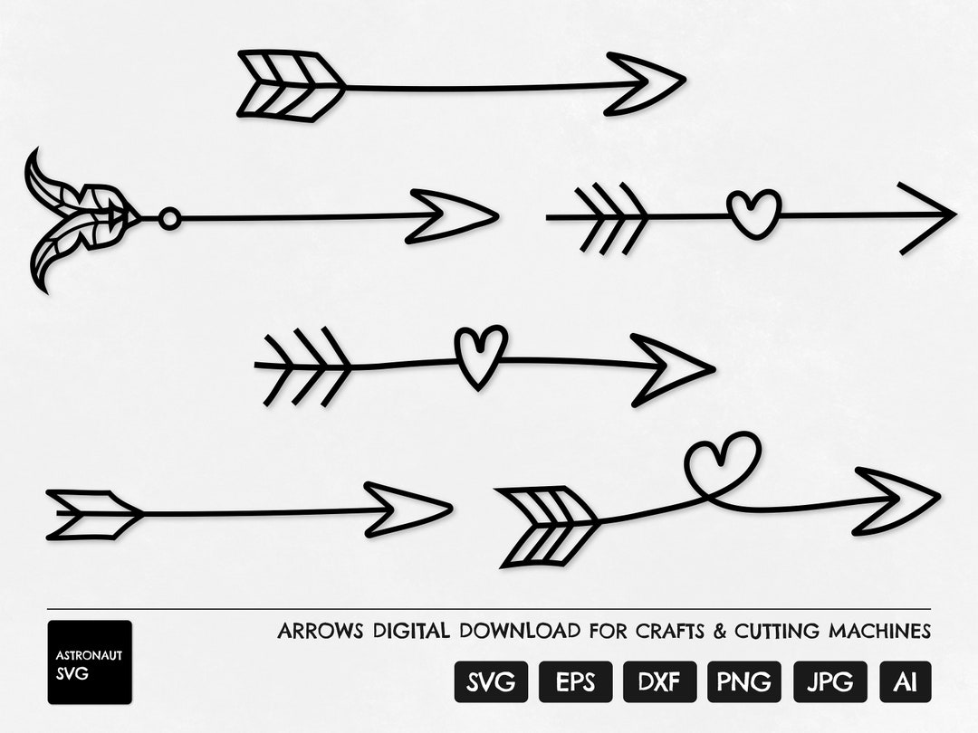Arrow SVG, Bow and Arrow Clipart, Heart Arrow, Love Heart Bolt Cutting ...