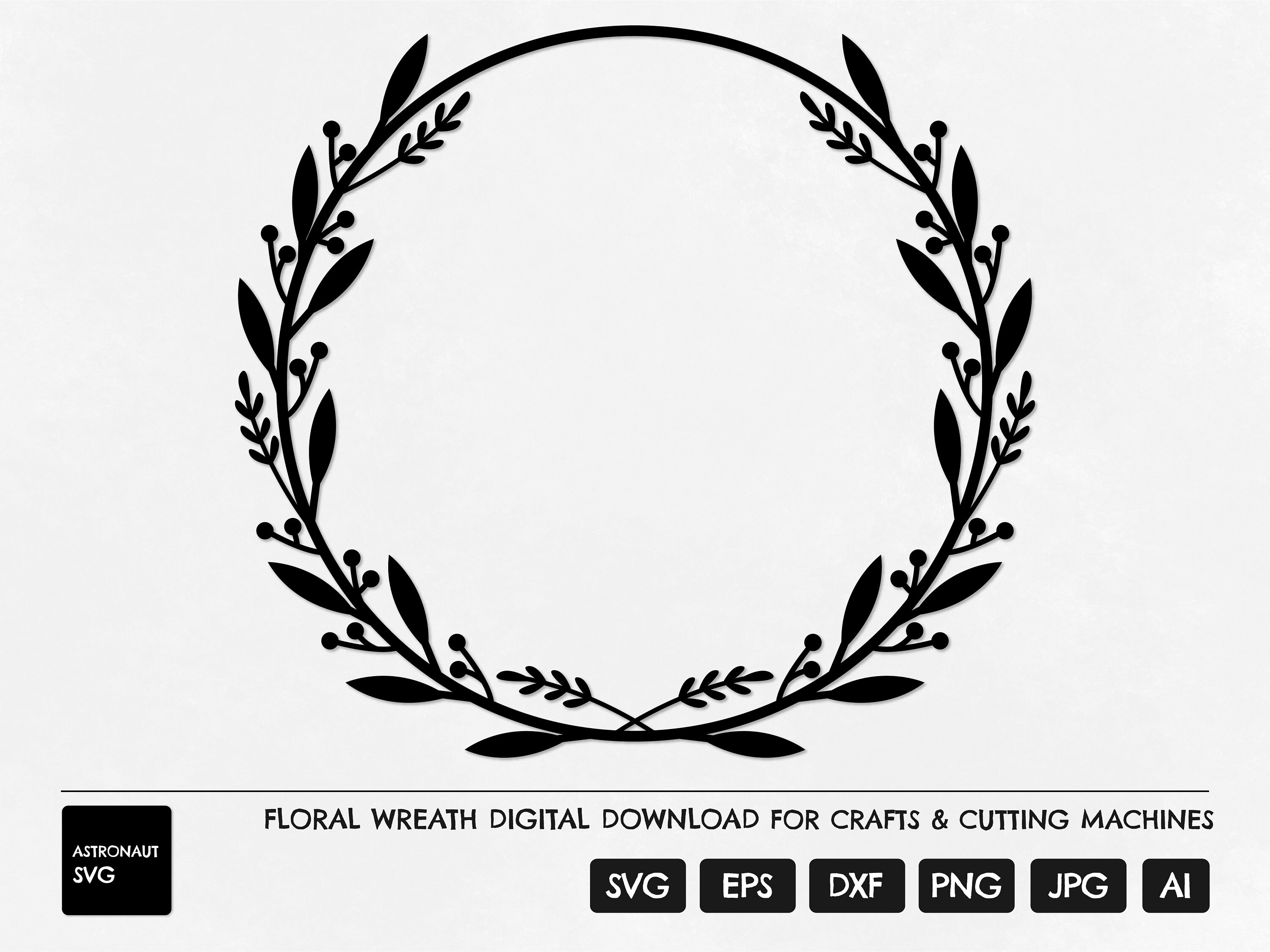 Floral Wreath SVG, Decorative Wreath SVG, Wreath Cut File, Wreath ...
