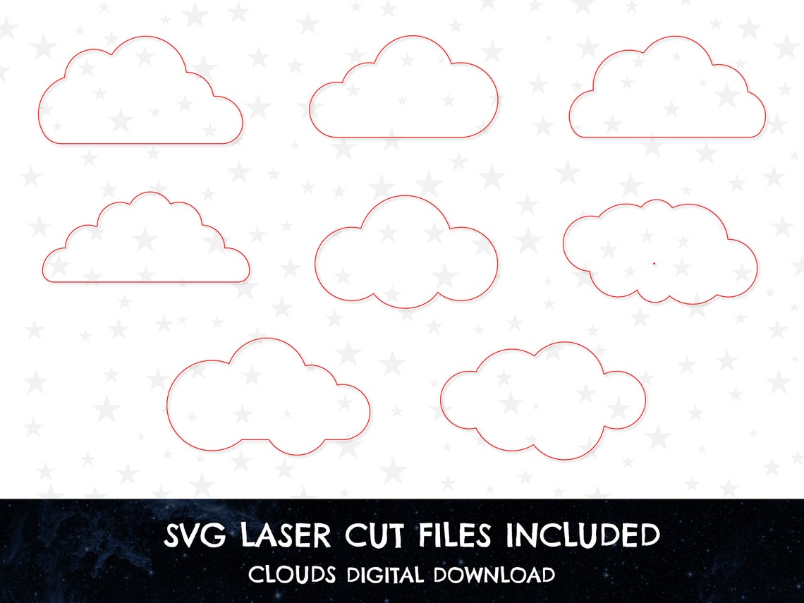 Clouds SVG Clouds Cut Files Cloud Silhouette Cloud Cricut - Etsy