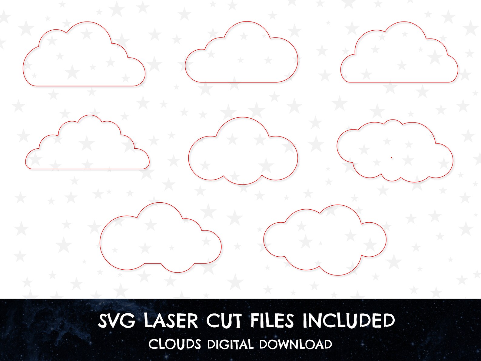 Clouds SVG Clouds Cut Files Cloud Silhouette Cloud Cricut - Etsy