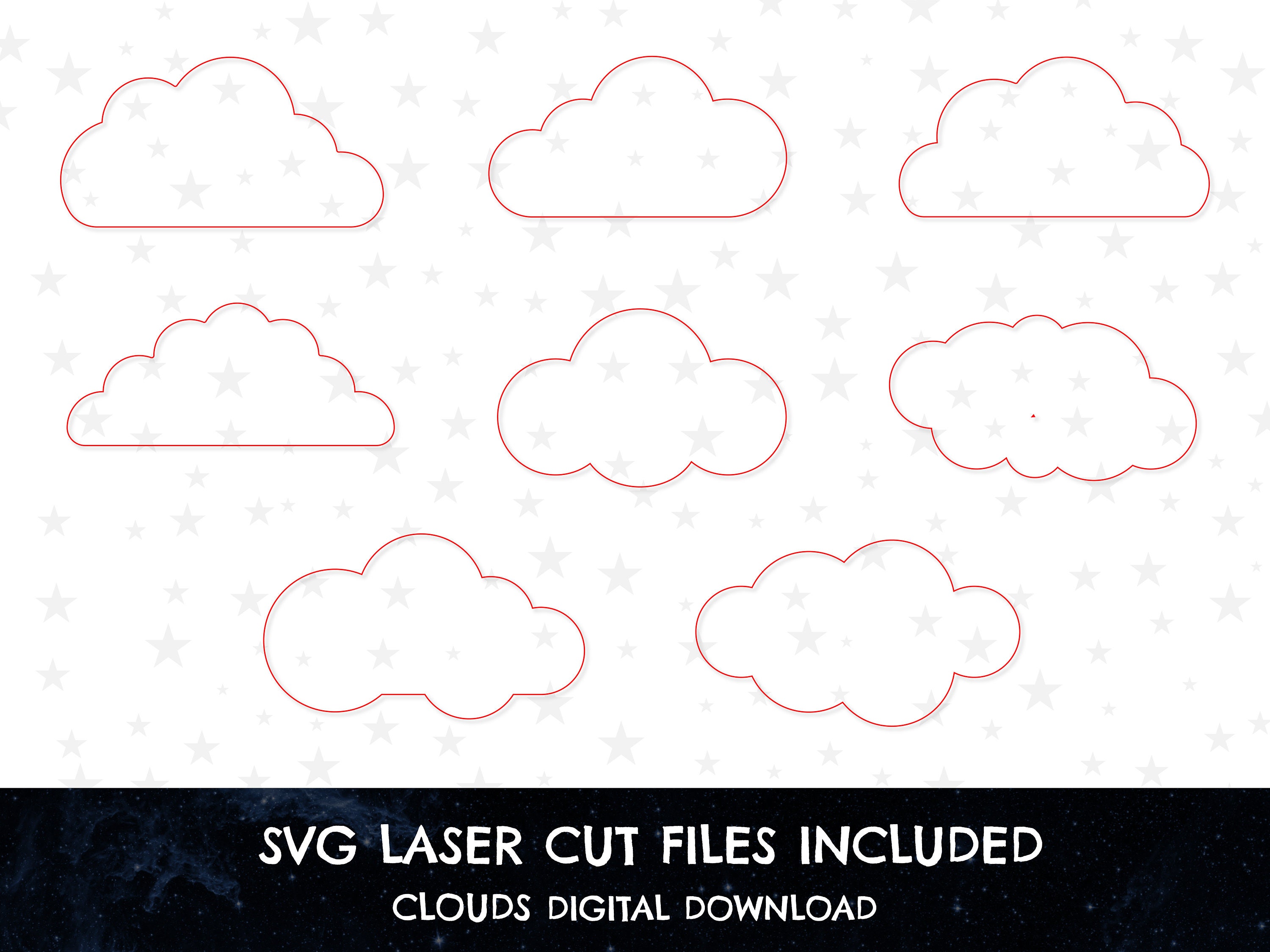 Clouds SVG Clouds Cut Files Cloud Silhouette Cloud Cricut | Etsy