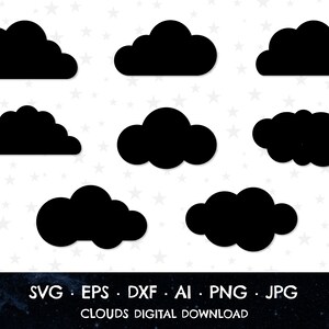 Clouds SVG Clouds Cut Files Cloud Silhouette Cloud Cricut - Etsy
