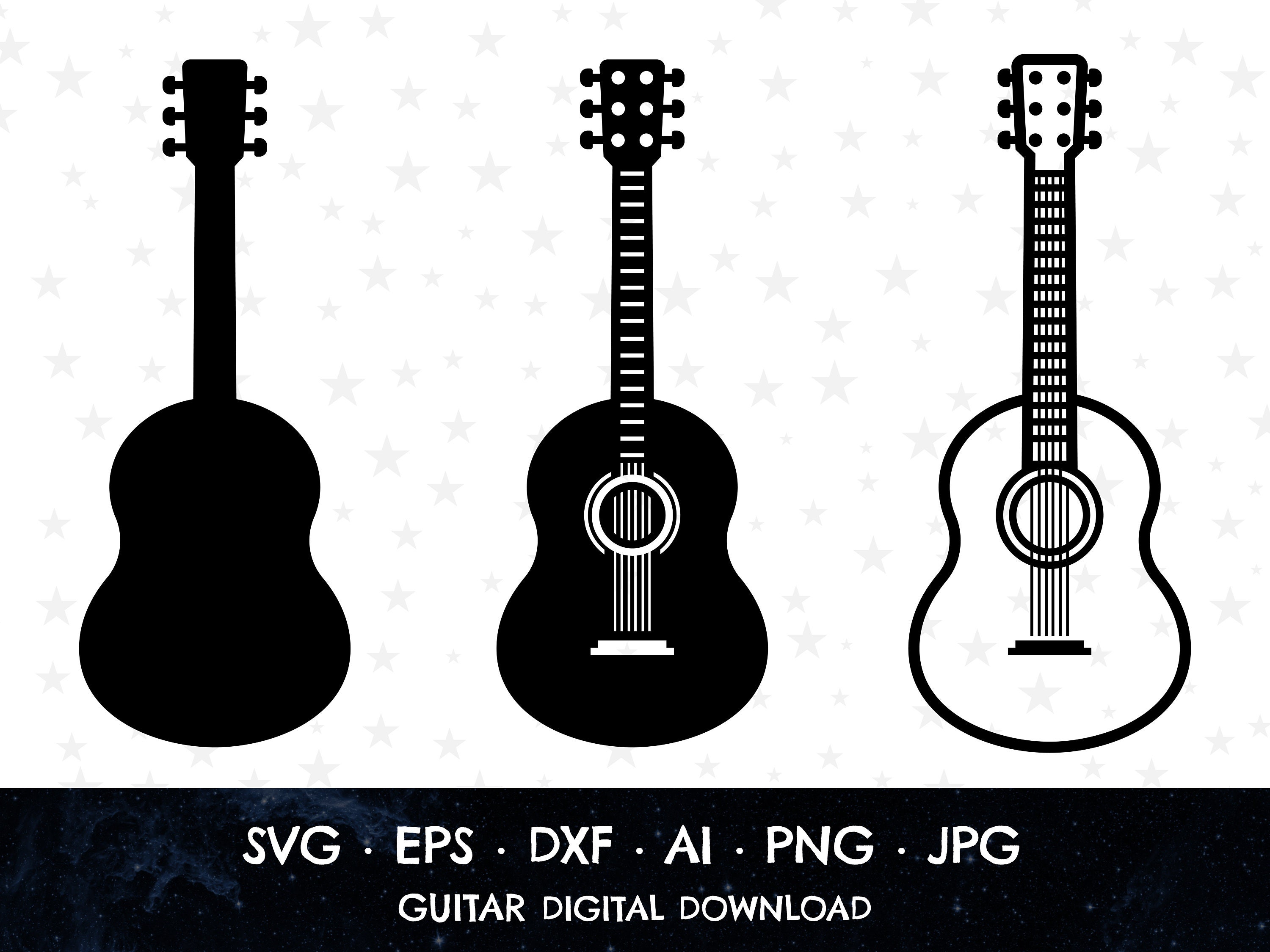 Acoustic Guitar SVG Guitar SVG Guitar Cut File Guitar | Etsy