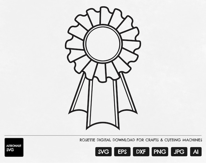 Rosette SVG, Award Ribbon Medal SVG, Winner Medal Rosette SVG, Rosette ...