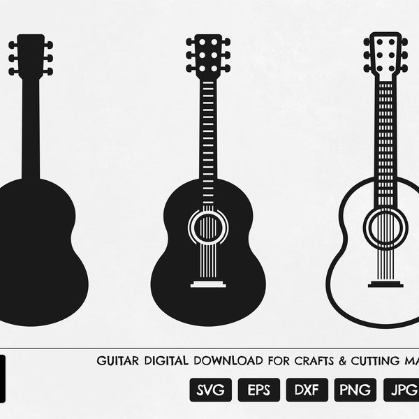 Guitar Silhouettes, Guitar SVG Bundle, Guitars SVG, Guitars PNG, Guitar ...