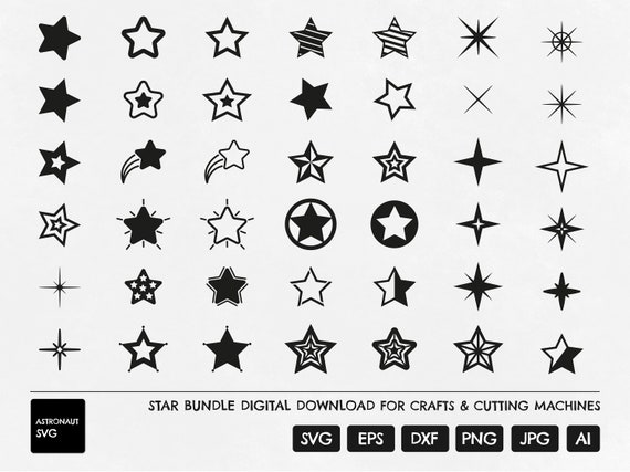 Stars SVG Bundle Star clipart svg eps png dxf ai jpg - Etsy México