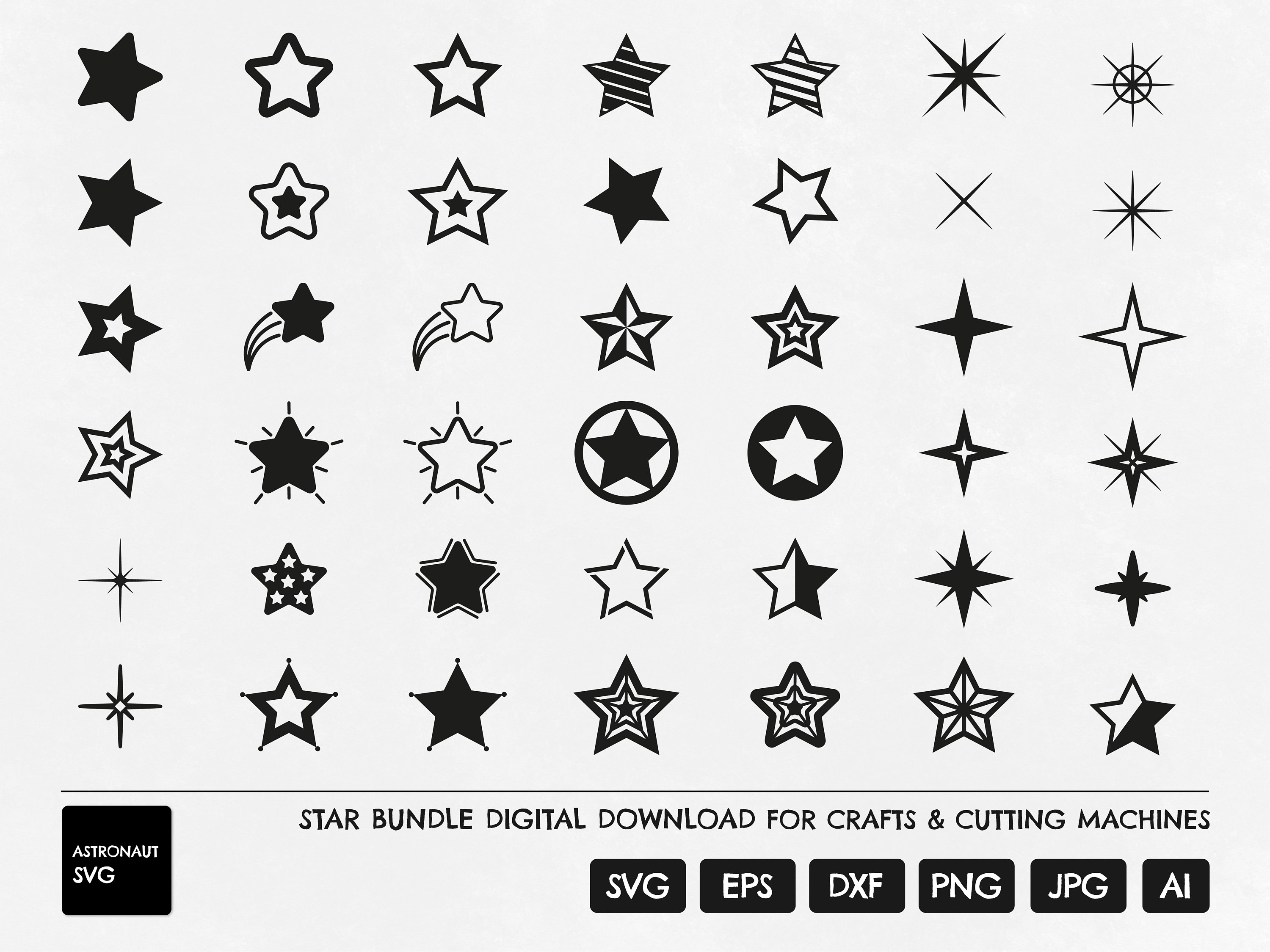 Stars SVG Bundle Star Clipart Svg Eps Png Dxf Ai Jpg - Etsy